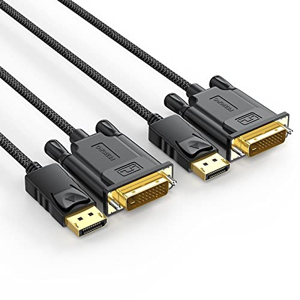 DisplayPort to DVI Cable 6ft 2 Pack, FEMORO DP Display Port to DVI D Adapter Cord Braided for Monitor Laptop Computer Desktop