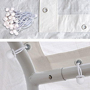 YardGrow 10x20 Canopy Replacement Cover Carport Replacement Top Canopy Cover for Tent Garage Shelter with Ball Bungee Cords White (Only Cover, Frame Not Included)