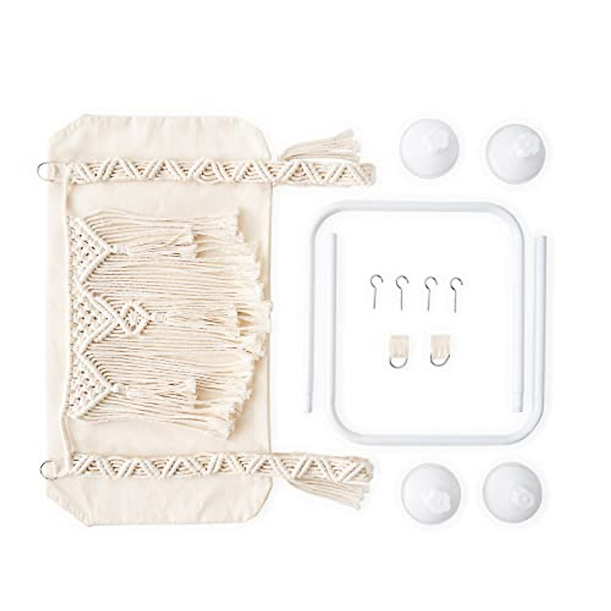 Dahey Cat Window Perch Macrame Cat Hammock Boho Wall Mounted Pet Resting Seat Bed for Indoor Cats Space Saving kitty Sunny Swing Shelf on Window Safety Holds up to 45 lbs with Screw Suction Cups, Gift