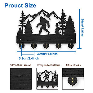 MAYJOYDIY Wooden Mountain Ape Key Holder for Wall 7.8x11.8inch Forest Animal Tree Key Rack Hooks Decorative Wall Hook with 5 Alloy Hooks for Living Room Hallway Entryway Gift
