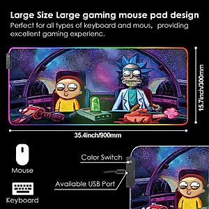 Bimormat RGB Mouse Pad LED Light Gaming Mouse Pad with Rubber Base Colorful Computer Carpet Desk Mat for PC Laptop (35.4 * 15.7 inch) (90x40rgfeidie)