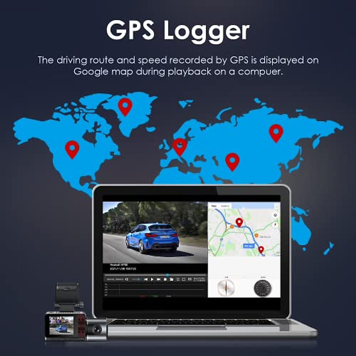 3 Channel 4K Dash Cam with SD Card, Built in GPS, 4K+2K Front and Rear, 1440P+1080P+1440P Three Way Triple Car Camera, Dash Camera for Cars, Night Vision, Parking Mode