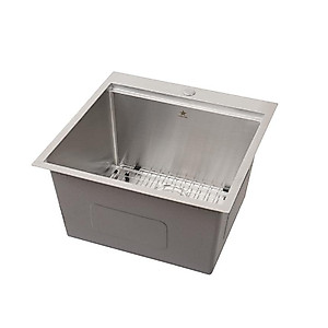 STARSTAR Workstation Ledge Top Mount/Drop-in 304 Stainless Steel Luxury Single Bowl For Kitchen,Yard, Office, Bar, Laundry Sink (22 x 22)