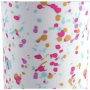 Allure Home Creation Confetti Pink 3-Piece Plastic Set-Soap/Lotion Dispenser-Toothbrush Holder-Tumbler