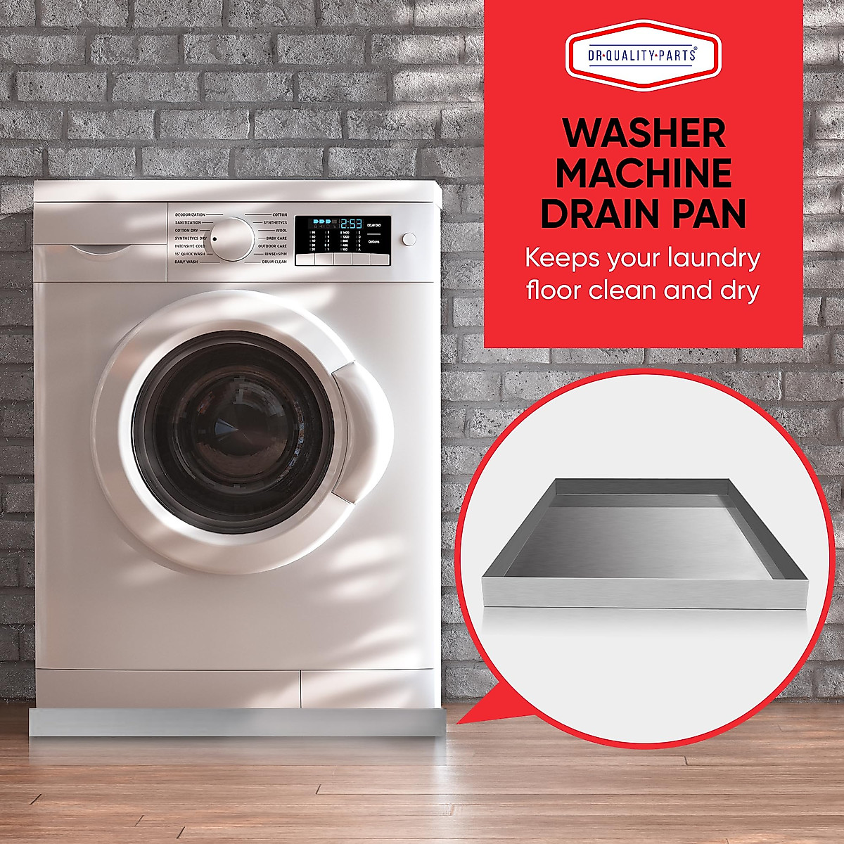 30" x 30" 2.5" Heavy Duty Washer Machine Drain Pan, Stainless Steel Fine (30x30x2.5)