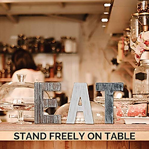 Wooden Eat Sign for Kitchen Decorations, Rustic Eat Signs Kitchen Wall Decor, Farmhouse Kitchen Wall Art, EAT Letters Farmhouse Kitchen Decor for Dining Room & Eatery, Easy to Hang or Stand on Table
