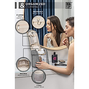 BOACAY Small Hanging Travel Toiletry Bag for Women and Men, Makeup Bag, Bathroom & Shower Organizer Kit for Accessories, Cosmetics, Travel Essentials