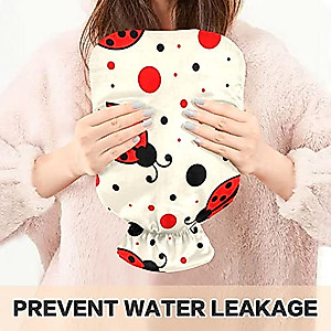 Ladybugs Dots BAP Free Hot Water Bottle with Cover 2L Large Warm Water Bag for Pain Relief Bed Hand & Feet