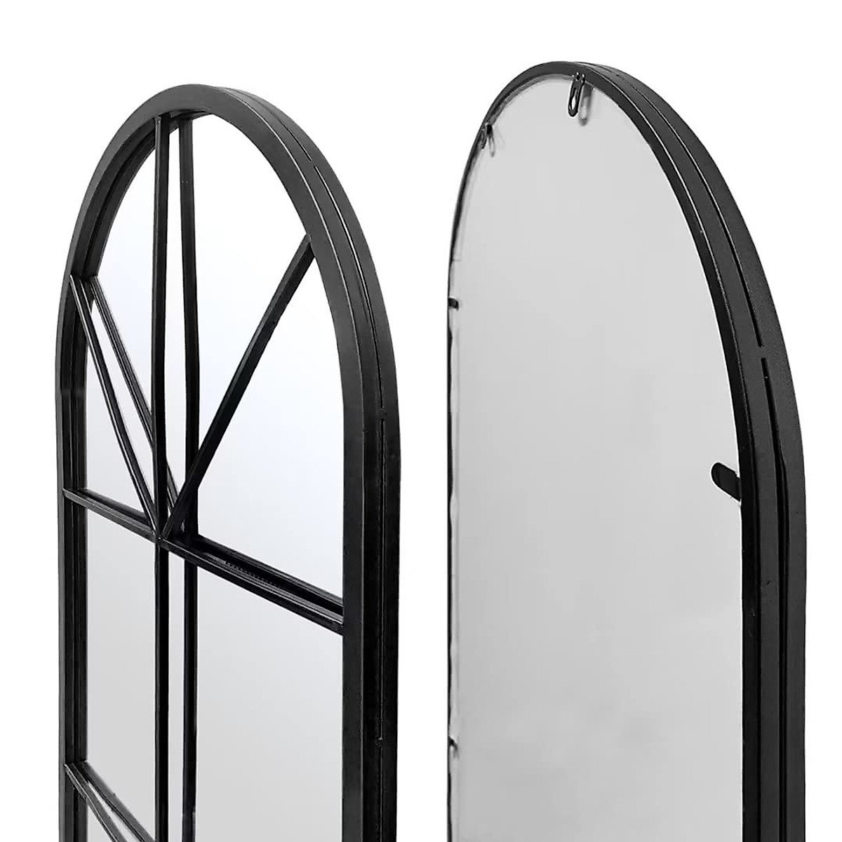 Dewfig Arched Wall Full Length Mirror 22"x65", Black Arched Window Mirror, Vanity Mirror for Bathroom, Bedroom, Entryway, Wall Mirror Full Length with Metal Frame, Arch Top Wall Mirror, Black