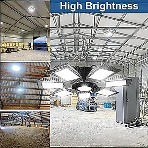 250W LED shop Lights,30000LM-Plug-in High Bay Light-Adjustable 7-Panel LED Garage light,Design-Aluminum Heat Sink-Ideal for Warehouse,Residential,Barn,Factory,Workshop-High Intensity Shop Lighting