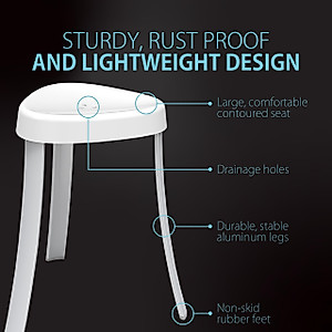 Better Living Products 70060 SPA Seat Shower Stool with Rust Proof Aluminum Legs, White,15.25" x 15.25" x 18"