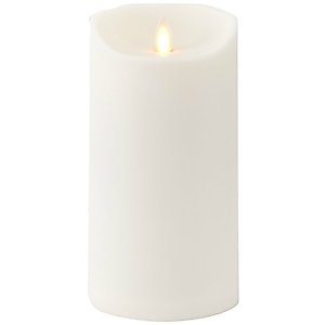 Liown Outdoor Moving Flame Candle: LED Battery Operated Waterproof Plastic Flickering Indoor Outdoor Flameless Candles with Timer (7" Ivory)