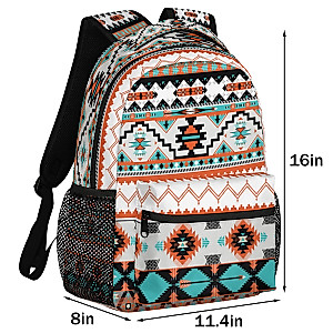 Aztec Backpack Ethnic Geometric Western Style Laptop Computer Backpacks Waterproof College School Bookbag Casual Travel Hiking Camping Daypack for Women Men Teens Boys Girls