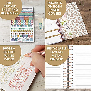 bloom daily planners UNDATED Calendar Year Day Planner - Passion/Goal Organizer - Start Anytime Monthly/Weekly Agenda Book with Tabs (January to December) - 5.5" x 8.25" - Tan Leopard