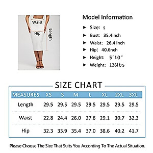 THE GYM PEOPLE Women's High Waist Tummy Control Pencil Skirts Stretchy Bodycon Midi Skirt Below Knee with Back Slit Black