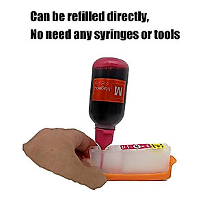 F-INK Refillable Ink Cartridge and 5x50ml Ink Refill Kits Compatible for Canon PGI-270XL CLI-271XL,Work with PIXMA MG5720 MG5721 MG5722 MG6820 MG6821 MG6822 MG7720 TS9020 TS8020 TS6020 TS5020