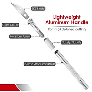 FASTPRO 40-Piece Precision Hobby Knife Set, 3pcs Craft Knife with 33pcs Blades, Exacto Knife Set Included Tweezers, Grindstone, Steel Ruler, Vernier Caliper and Storage Case