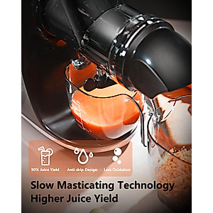 Juicer Machines, Vividmoo Masticating Juicer machines with 3-Inch Wide Chute, 2-Speed Modes & Reverse Function, Powerful Fruit Cold Press Juicer, Dishwasher Safe Slow Masticating Juicer