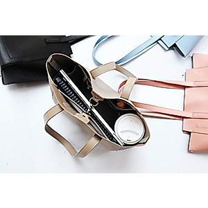 Women Tote Multiple Pockets Organized Shoulder Handbag for Work and Weekend, Office Lady Leather Bag (Green)