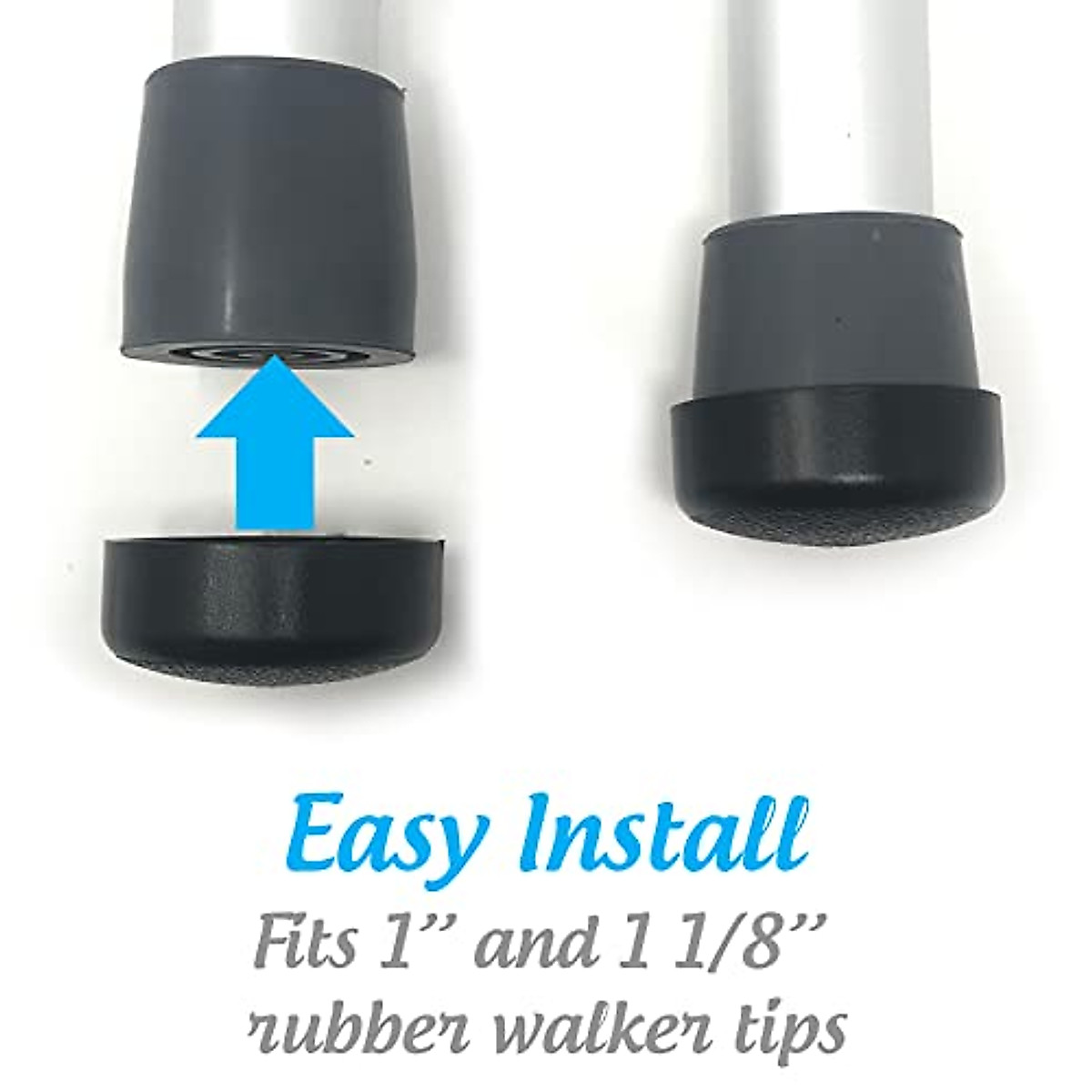 Bundle: 6 Pairs Deluxe TuffCaps Walker Glide Covers for Use with Rubber Tips (Sold Separately) (Black)