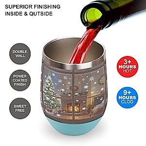 WYUSPGK 304 Stainless Steel Insulated Cup, Warm Fireplace Print Smooth Rim, Durable & Reusable - Perfect for Office, Home, And Travel