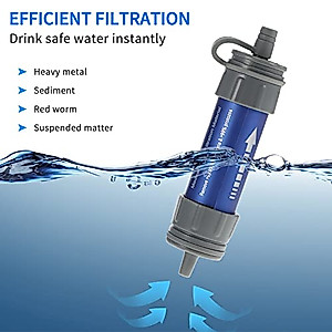 MengK Outdoor Filtration System Water Filter Straw Purifier with Drinking Pouch for Emergency Preparedness Camping Traveling Backpacking