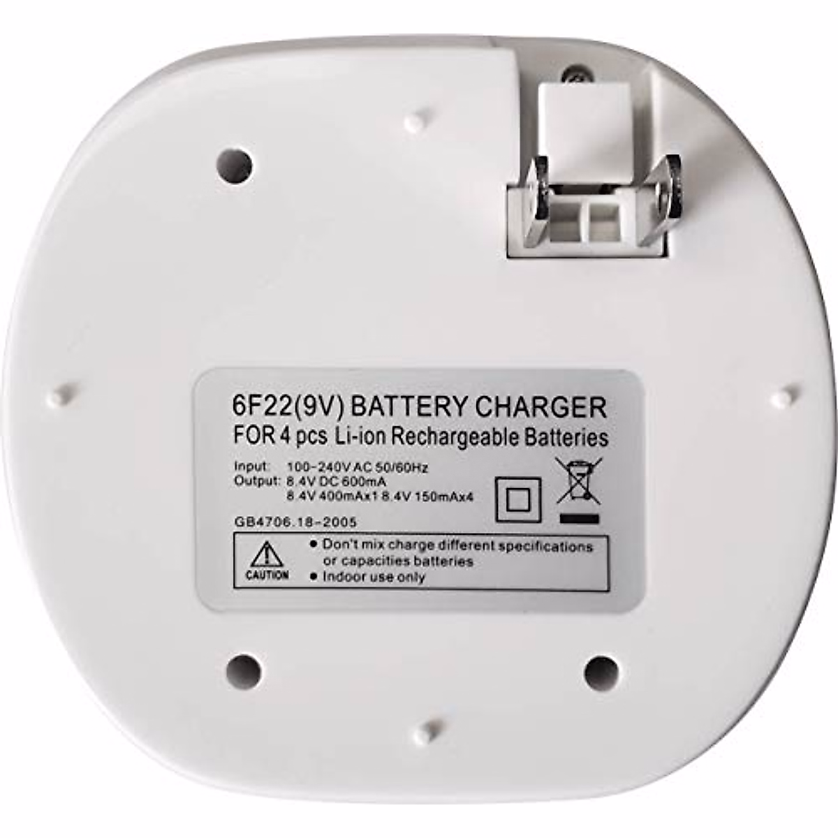 EEMB LP 9V Rechargeable Lithium ion Battery Charger for 6F22 650mAh 9Volt Li-ion Batteries for Smoke Alarm Digital Cameras Toys Clocks (4 Bay Charger)