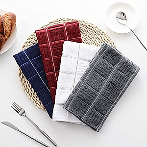 Anyi Kitchen Dish Towels Heavy Duty Absorbent Dish Cloths with Hanging Loop 100% Cotton Tea Bar Towels (16x26, Set of 3, White)