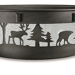 CASTLECREEK 47" Fire Pit BBQ Grill Outdoor Wood Burning Steel Log Firepit for Camping, Grilling, Smores, Yard, Cooking Outside, Barbecue, Bonfire, Wilderness