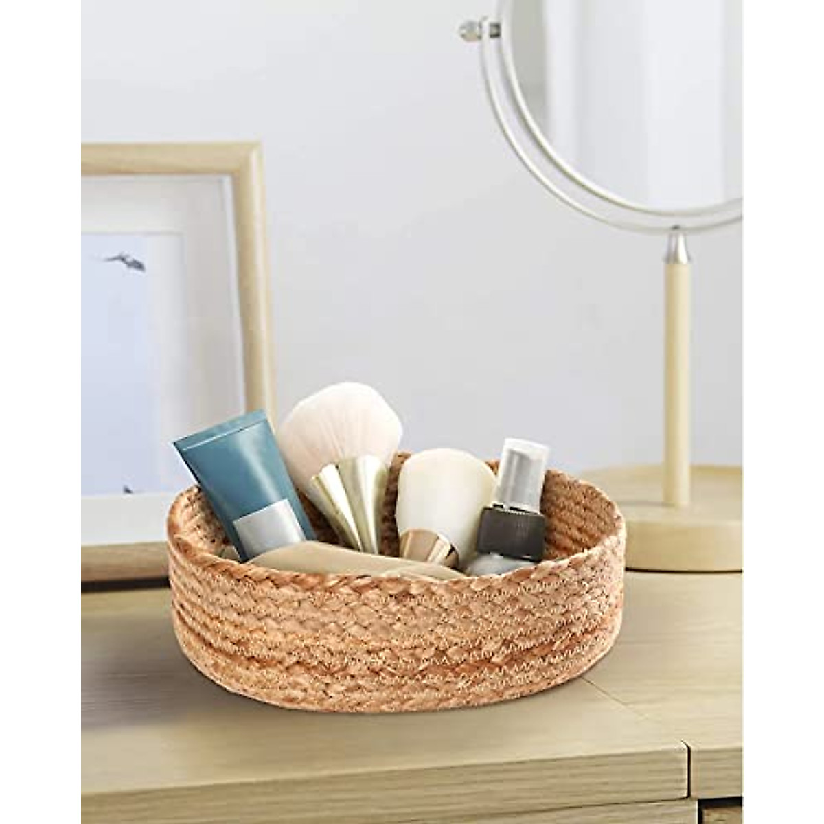 Round Coiled Jute Rope Basket Bowls - 3 Decorative Storage Baskets Sustainable, Eco-Friendly Nesting Baskets for Living Room, Bedroom, Shelf, Entryway Coffee Table Top Décor