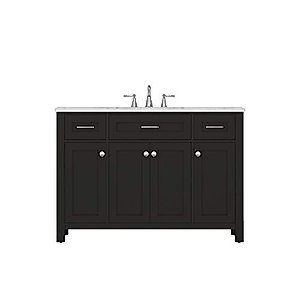 Alya Bath HE-101-48-E-CWMT Norwalk Single Bathroom Vanity with Carrera Marble Top and No Mirror, 48", Espresso