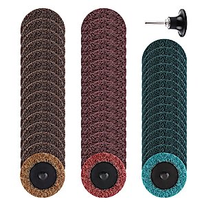LUCKUT Quick Change Discs 2 Inch Roll Lock- 46pcs, 1/4'' Holder Surface Discs for Die Grinder Surface Strip Rust Paint Removal (46)