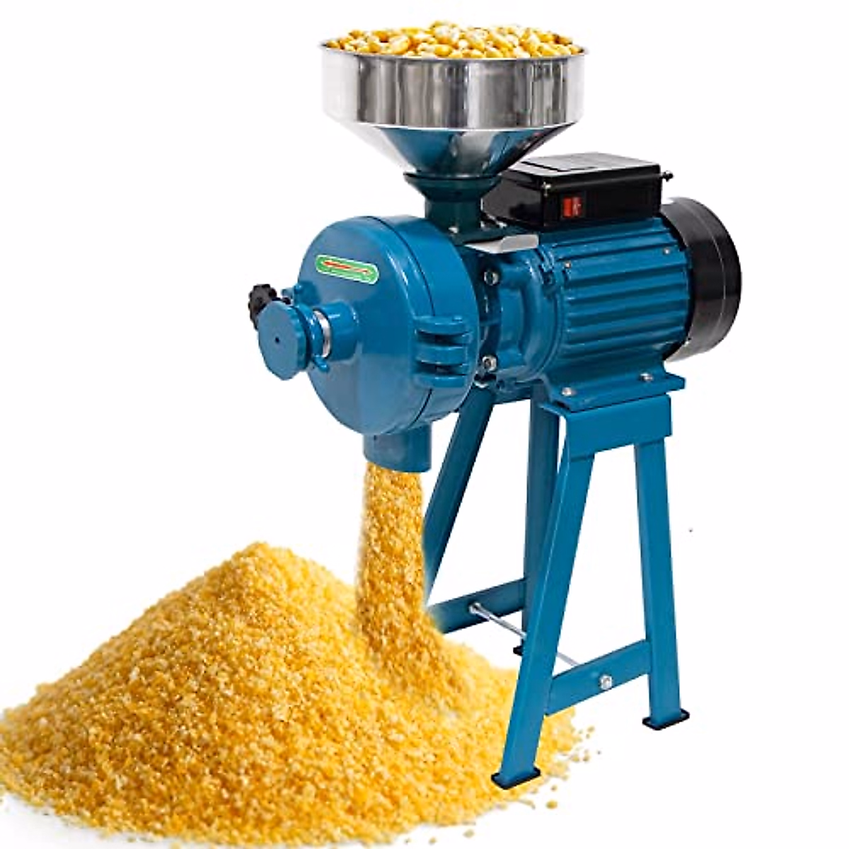 Electric Grinder, Woueniut High Power Adjustable Thickness Grain Mill Electric, Wet and Dry Powder Machine for Spices Seeds Herb Rice Corn (Wet and Dry)