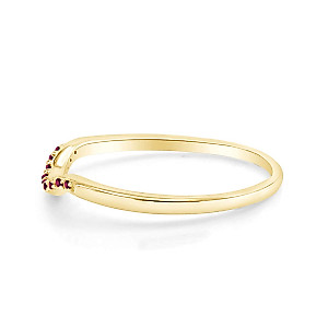 AFFY Round Cut Simulated Ruby Curved Wedding Band Ring in 14k Yellow Gold Over Sterling Silver