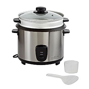 IMUSA USA GAU-00023 Electric Rice Cooker with Steam Tray 10-Cup Uncooked Rice (20-Cup Cooked Rice), Stainless Steel