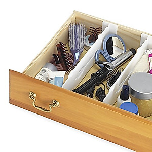 Whitmor Adjustable Organizers Drawer Dividers, Set of 2, White