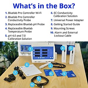 Bluelab Pro Controller Wi-Fi Fully Automated 24/7 Digital Monitor for Hydroponics Multi-Nutrient & pH Dosing with EC Temperature Probe and Edenic Remote Monitoring Essential for Agriculture