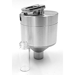 Coarse to Fine Spice Grinder Hand Mill Funnel - Ultra fine - Large Metal 3 Piece 2.12 inch with Storage Bottle - Silver Color