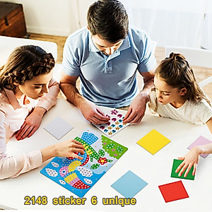 LZHZH Mosaic Sticker Art Sticky DIY Handmade Art Kits for Kids - Sunflower, Butterfly, Sailboat, Woodpecker, hot air Balloon, Airplane (6 Pack)