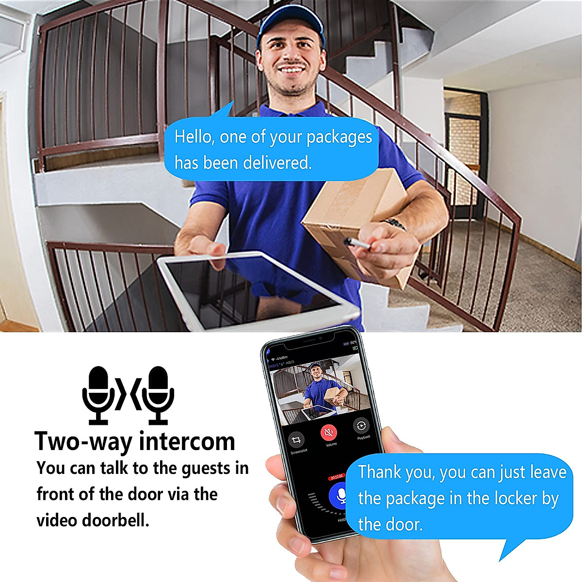 Eaula Videns Wireless WiFi Doorbell Camera IP65 Waterproof HD WiFi Security Camera Real-Time Video for iOS & Android Phone Night Light Motion Detection (Black)