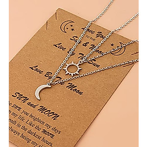 Couple Necklace Moon Sun Stainless Steel Pendant Link Chain Necklace Simple Best Friend Necklace For Women Teen Girls Best Friend Family Jewelry