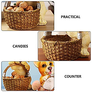 DOITOOL Jewelry Organizer Tray Dog Figurine Basket Animal Candy Storage Box Polyresin Puppy Collecting Statue Ornament for Key Small Items Remote- Control Holder (Labrador) Desk Topper