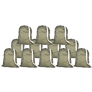 Pack of 12 Laundry Bags with Strap, Standard size: 30 x 40, Heavy Duty Nylon Commercial Laundromats and Household Storage, machine washable, Made in the USA. (GREY)