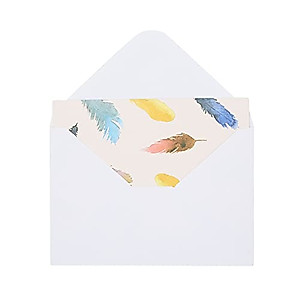 Blank Bird Greeting Stationary Cards with Envelopes, Watercolor Feather (4x6 In, 48 Pack)