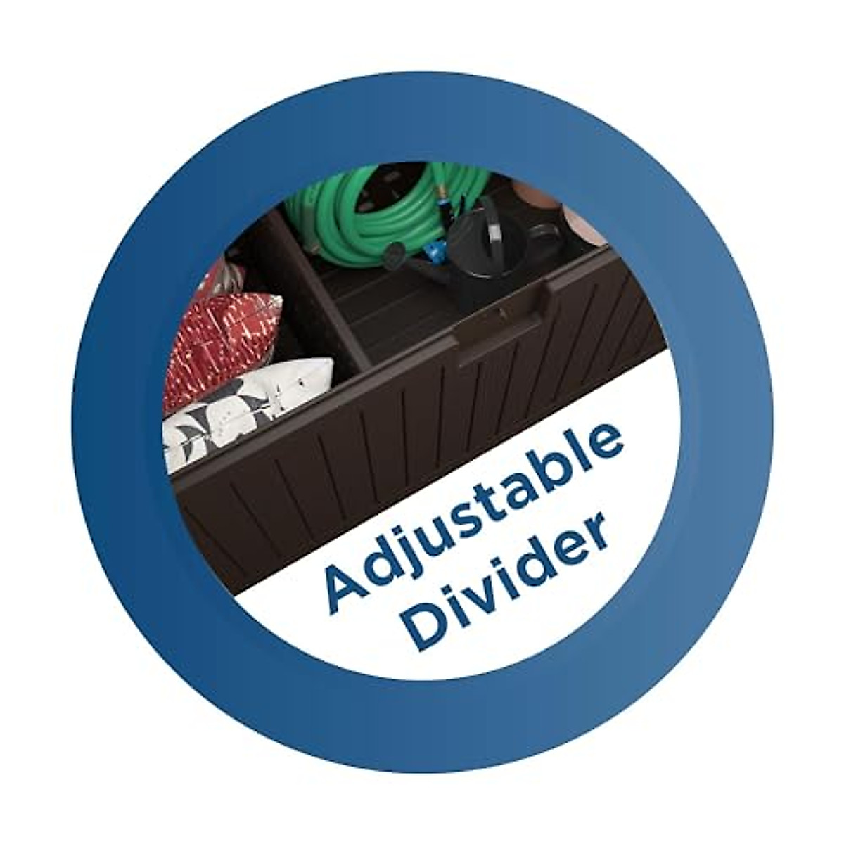 COSCO Large 150 Gallon Outdoor Storage Box with Storage Divider, Weather Resistant Resin, Dark Brown Finish - Ideal for Home Furniture and Outdoor Furnishings