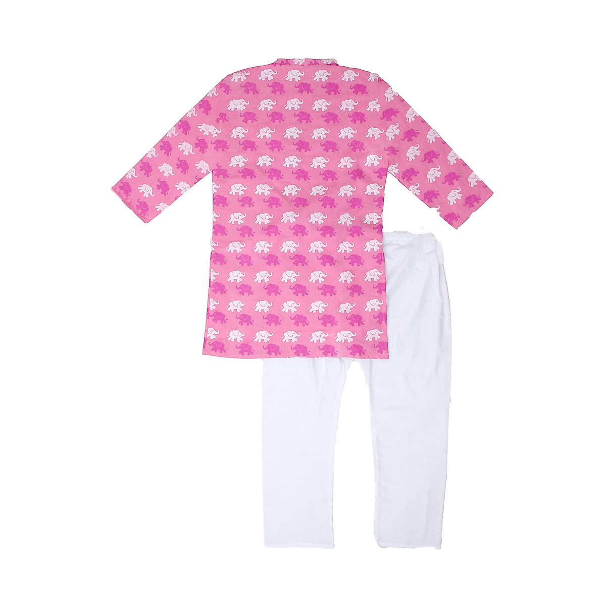 Chandrakala Kids Kurta Set for Boys Indian Printed Ethnic Wear, Pink-White,6-7 Years (KK104PIN7)