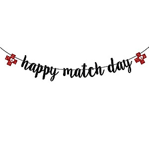Happy Match Day Banner, Residency Match Day Decorations, Congrats on Matching, Medical School Graduation Party Decorations Black Glitter