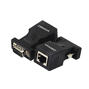CERRXIAN DB9 RS232 Male & Female to RJ45 Female COM Port to LAN Ethernet Cat5e Cat6 Serial Coupler Extender Adapter(2-Pack)