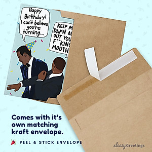 Sleazy Greetings Funny Birthday Card Meme For Him Her Men Women | Keep My Age Out Your Mouth Slap | Will Smith Slaps Chris Rock Happy Birthday Card