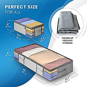 Everlasting Comfort Under Bed Storage Bags - Store 45% More With 172.5L of Bins - Collapse & Fold